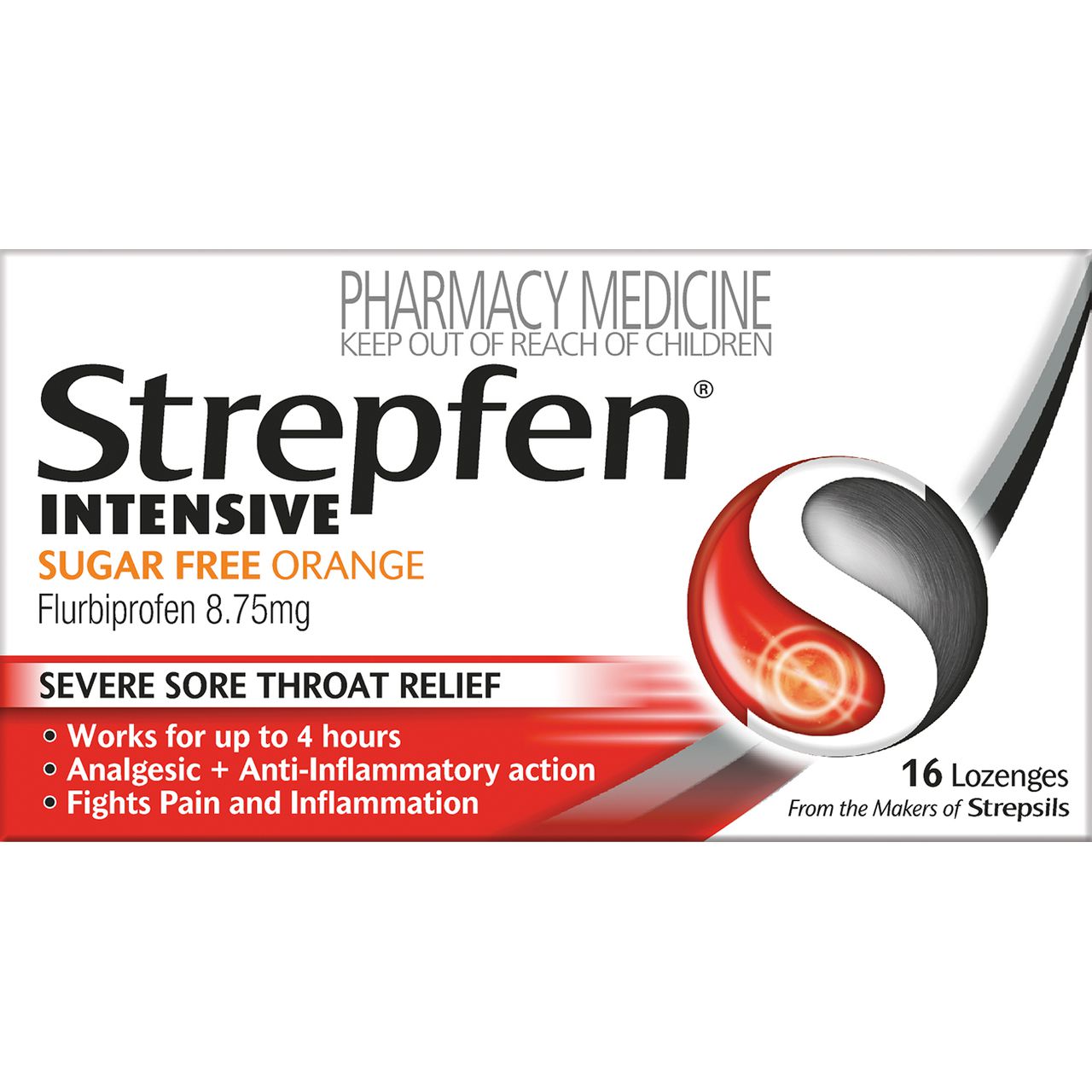 Strepfen Intensive Orange Sugar Free Lozenges 16s | Strepsils®